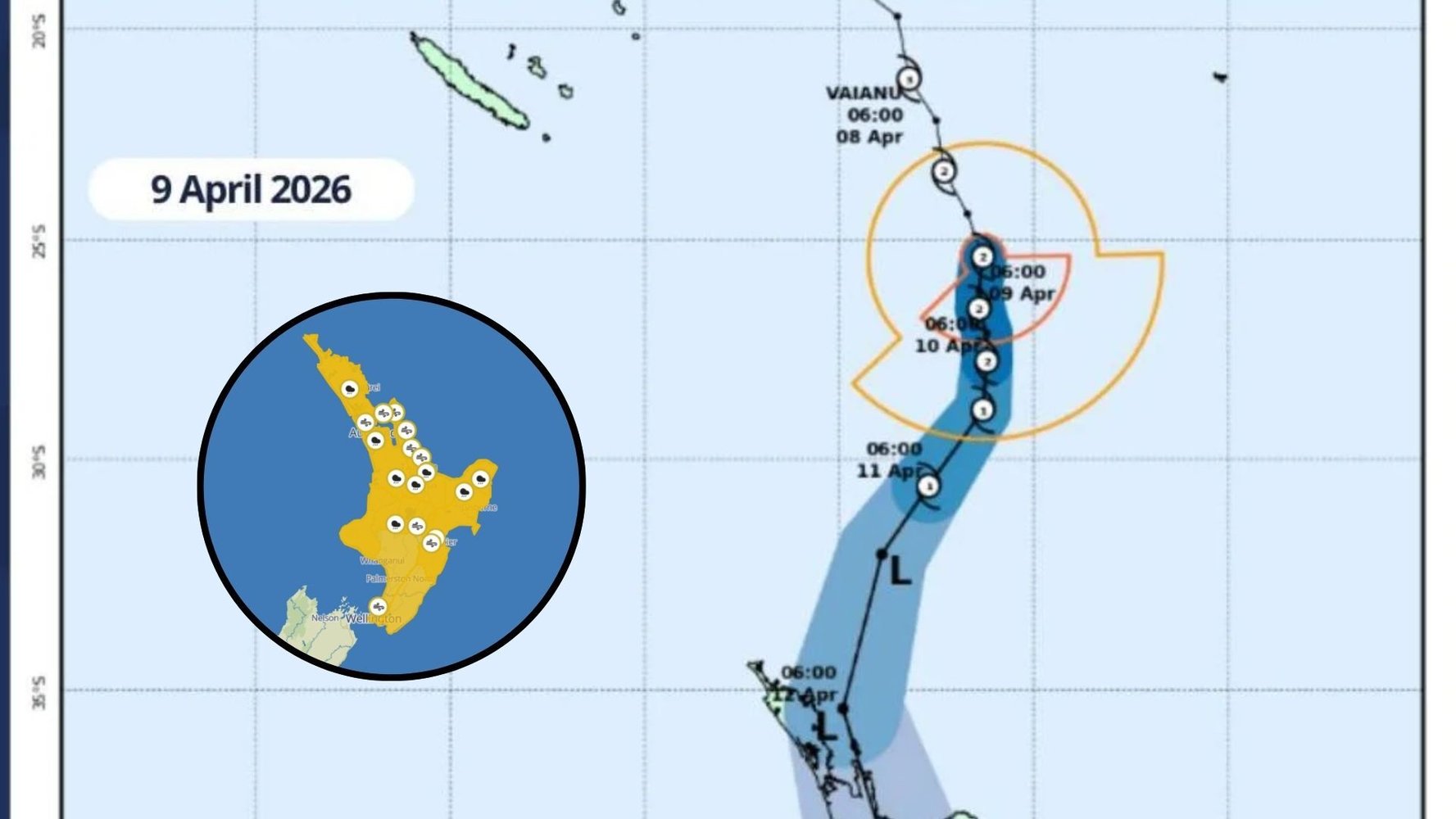 Cyclone Vaianu to Bring Heavy Rain and Strong Winds