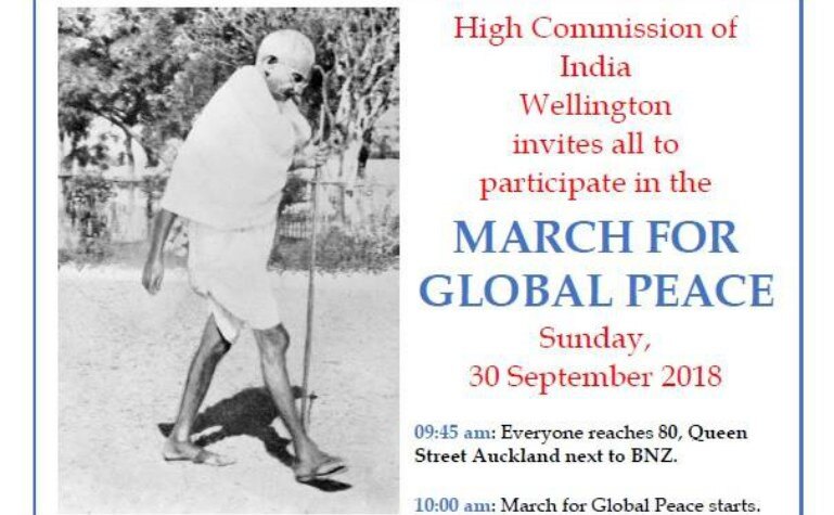 Global peace march in Auckland, to celebrate 150th birth anniversary of ...
